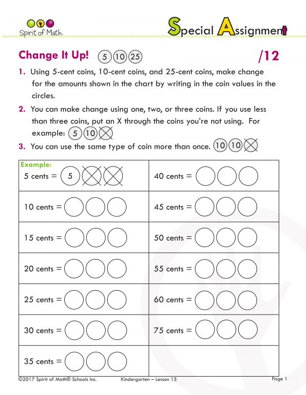 Kindergarten Curriculum - Spirit of Math Schools Inc.